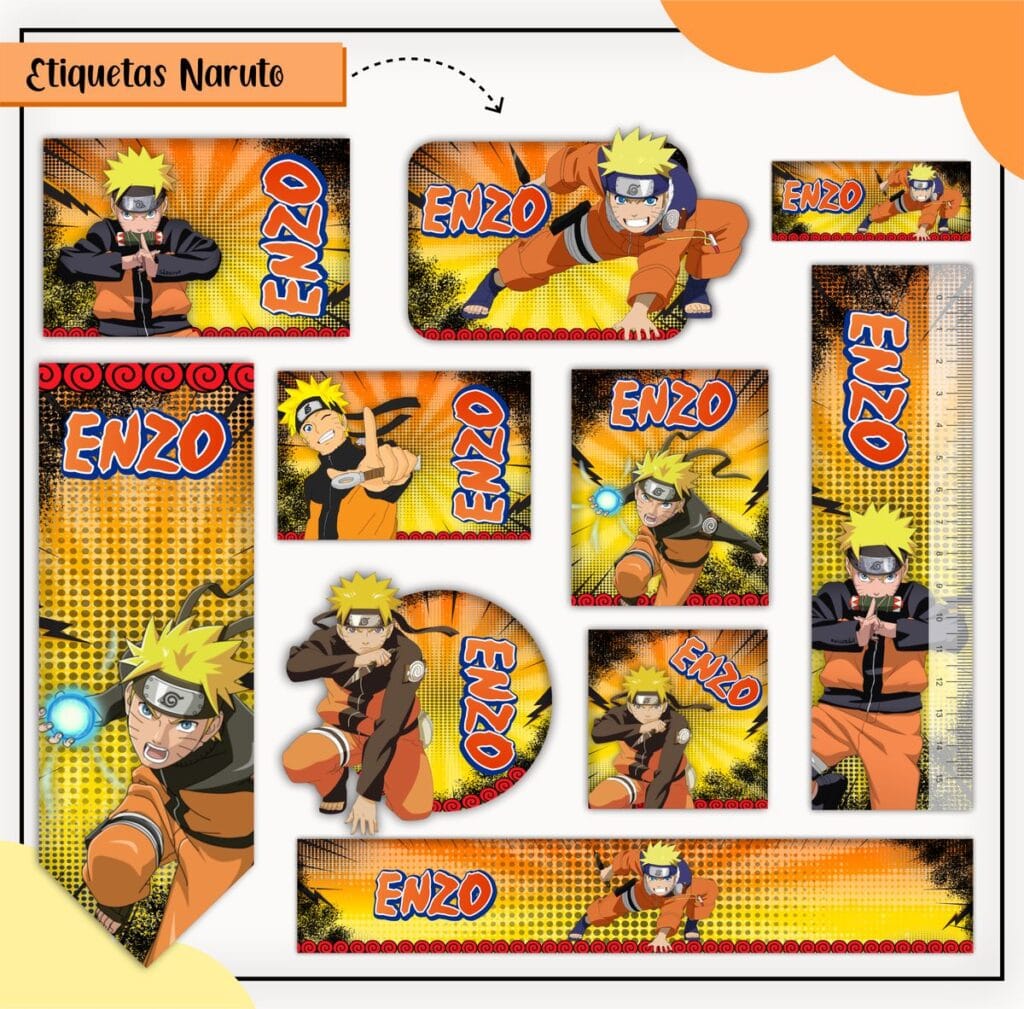 Arquivo Digital Etiquetas Escolares Naruto • DMK Studio
