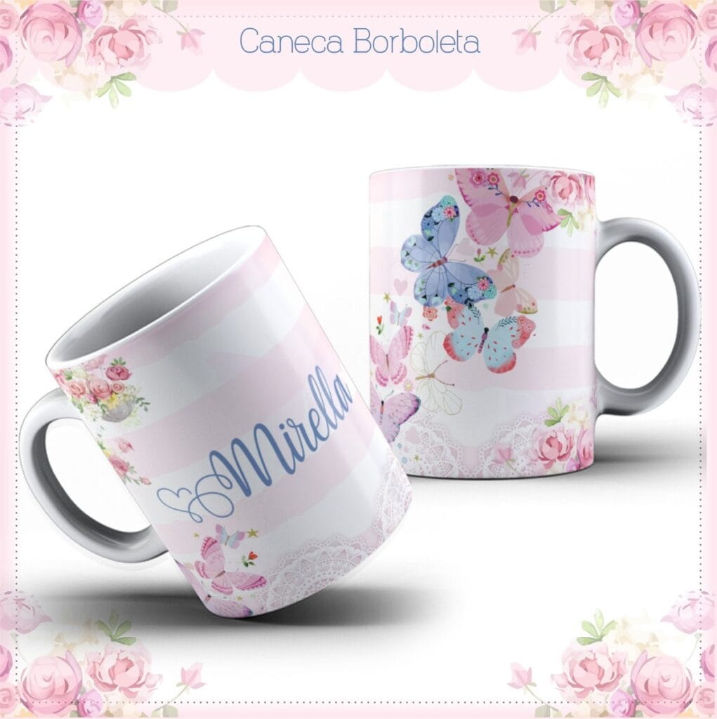 Arte Caneca Arco Iris Digital PNG PDF Corel Download