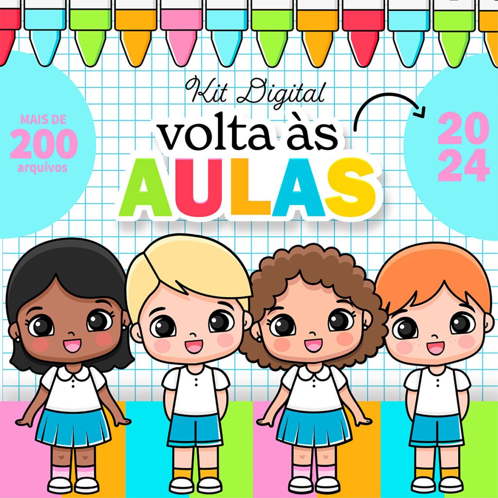 Artes e Figuras Volta às Aulas 2024 Meninos e Meninas Fofas • DMK Studio