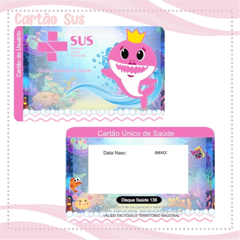 Cartao Sus Baby Shark Menina Arquivo Digital PNG