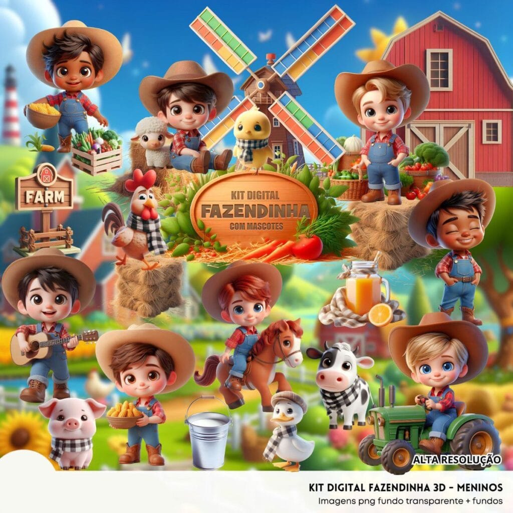 Cliparts Fazendinha Menino Png Imagens Baby 3D Cute Bebês • DMK Studio