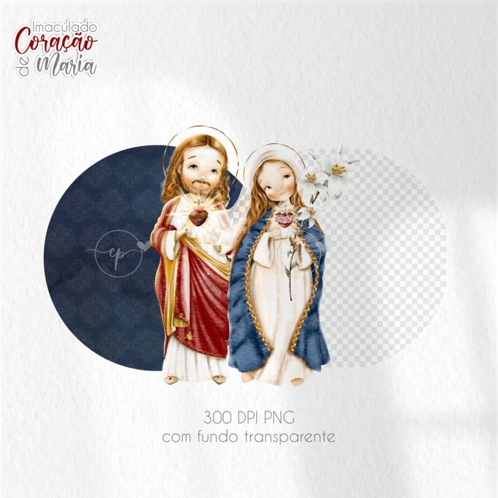 Santinhos Imaculado Coração de Maria Kit Digital em Png • DMK Studio